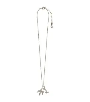 Saint Laurent Crystal-embellished Cassandre Dove Necklace - Metallic