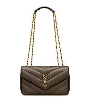 Saint Laurent Small Leather Loulou Shoulder Bag - Green