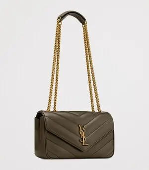 Saint Laurent Small Leather Loulou Shoulder Bag - Green