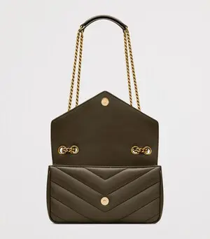 Saint Laurent Small Leather Loulou Shoulder Bag - Green