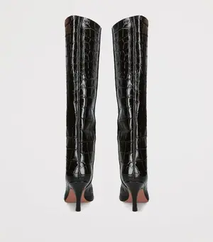 Amina Muaddi Leather Mona Knee-high Boots 80