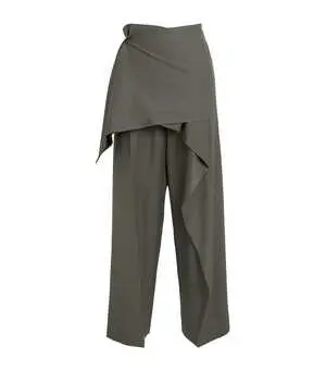 Issey Miyake Wool-blend Lustrous Wrap Trousers - Grey
