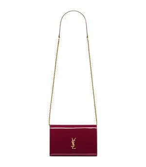 Saint Laurent Cassandre Patent Envelope Chain Wallet - Red