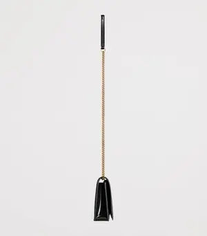 Saint Laurent Cassandre Croc-embossed Envelope Chain Wallet - Black