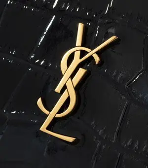 Saint Laurent Cassandre Croc-embossed Envelope Chain Wallet - Black