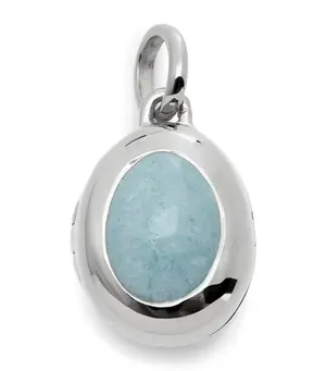 Monica Vinader Sterling Silver And Aquamarine March Birthstone Locket - Blue