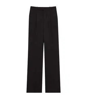 Saint Laurent Wool Stripe Tailored Trousers - Black