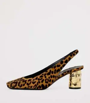 Givenchy Calf Hair Leopard Print Tape Slingback Pumps 65
