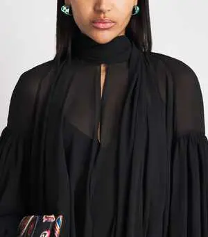 DE LA VALI Chiffon Gathered Solana Maxi Dress
