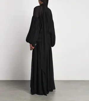 DE LA VALI Chiffon Gathered Solana Maxi Dress