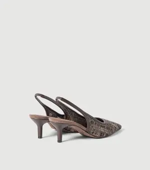 Brunello Cucinelli Suede Embroidered City Slingback Heels 55