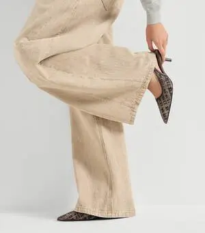 Brunello Cucinelli Suede Embroidered City Slingback Heels 55