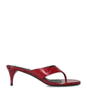 Alaïa Croc-embossed Leather Infra Thong Mules 55 - Red