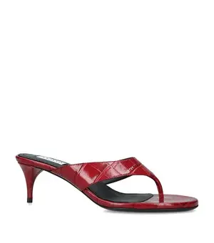 Alaïa Croc-embossed Leather Infra Thong Mules 55