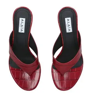 Alaïa Croc-embossed Leather Infra Thong Mules 55