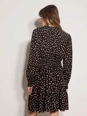 APRICOT Irregular Spot Ruffle Neck Dress