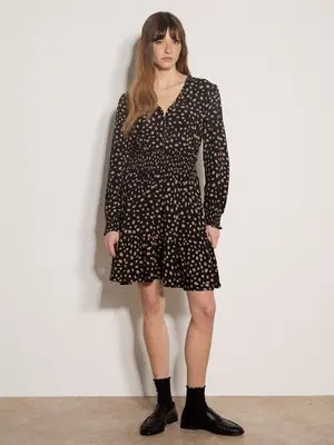 APRICOT Irregular Spot Ruffle Neck Dress