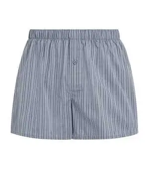 Hanro Cotton Fancy Woven Boxer Shorts - Blue