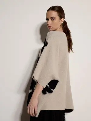 APRICOT Side Fluffy Flower Cape Jumper
