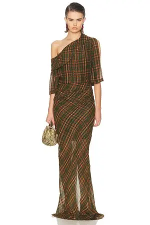 Dries Van Noten Dellae Dress In Multi - Khaki