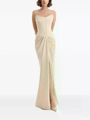 GEMY MAALOUF Strapless Corset Maxi Dress - Neutrals