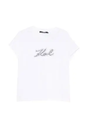 Karl Lagerfeld Rhinestone Crystal-embellished Logo-print T-shirt