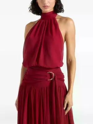 Manière De Voir Matilda Halter Neck Draped Maxi Dress - Red