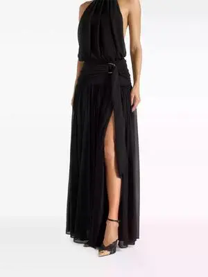 Manière De Voir Matilda Halter Neck Draped Maxi Dress - Black