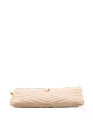 Saint Laurent Classic Monogram Wristlet Pouch Matelasse Chevron Leather Small Clutch Bag