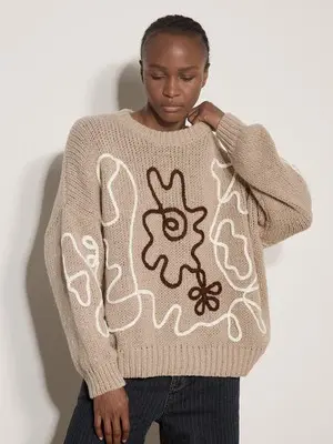 APRICOT Abstract Cornelli Flower Chunky Jumper