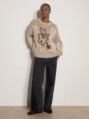 APRICOT Abstract Cornelli Flower Chunky Jumper