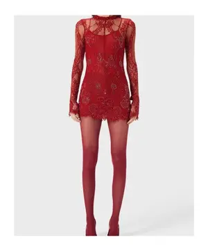 Blumarine Long-sleeve Embroidered Mini Dress