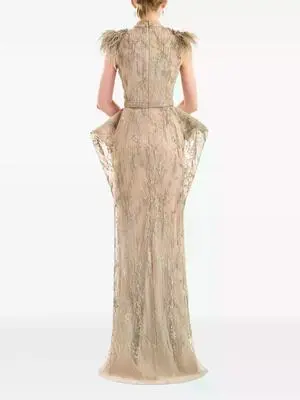 GEMY MAALOUF Feather-trim Hip-panel Dress