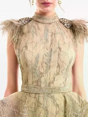 GEMY MAALOUF Feather-trim Hip-panel Dress