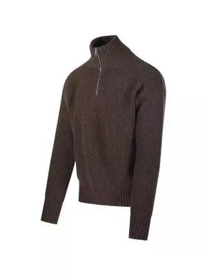 DIANA STUDIO Trucker Ribbed-knit Half-zip Sweater - Brown