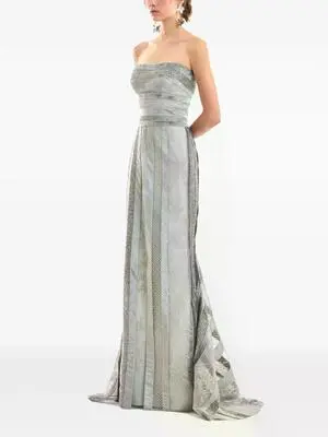 GEMY MAALOUF Strapless Embroidered Panel Dress