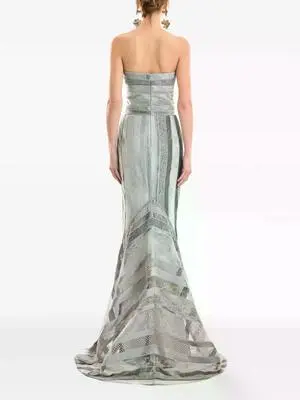 GEMY MAALOUF Strapless Embroidered Panel Dress