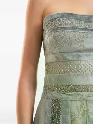 GEMY MAALOUF Strapless Embroidered Panel Dress