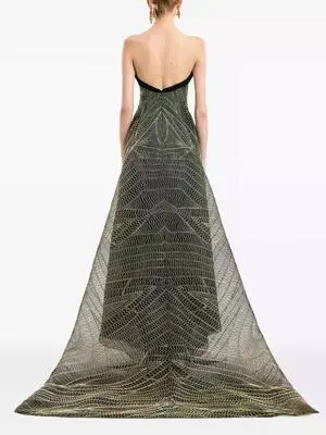 GEMY MAALOUF Metallic-embroidered Train Dress