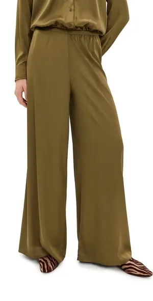 Olive Green Wide-Leg Trousers