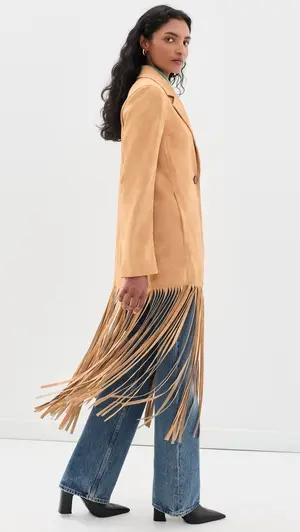 SIMONMILLER Vero Vegan Leather Fringe Coat
