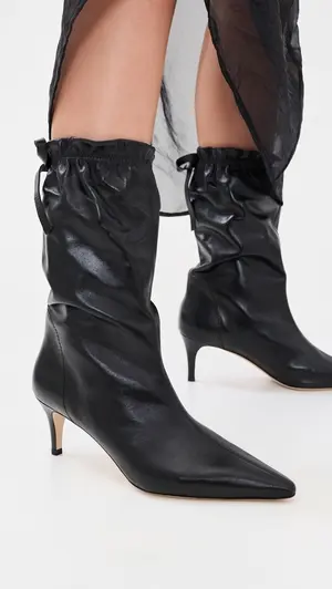 Cinq À Sept Alex Scrunched Shiny Leather Ankle Booties