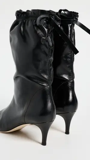 Cinq À Sept Alex Scrunched Shiny Leather Ankle Booties