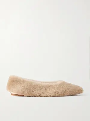 Gabriela Hearst Fleur Leather-trimmed Shearling Ballet Flats