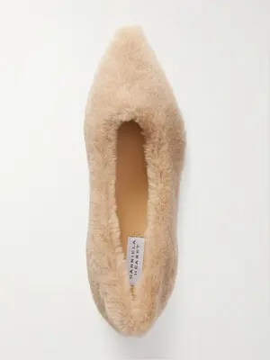 Gabriela Hearst Fleur Leather-trimmed Shearling Ballet Flats