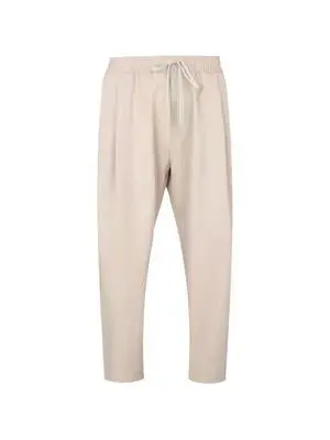 GAELLE PARIS Pleated Drawstring-waist Trousers - Neutrals