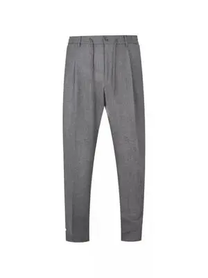 Tagliatore Drawstring Pleated Straight Trousers - Grey