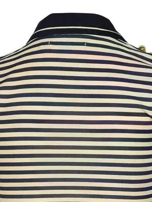 PRAYING Frogging-detail Striped Polo Shirt