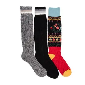 MUK LUKS 3 Pair Pack Microfiber Novelty Boot Socks - Black