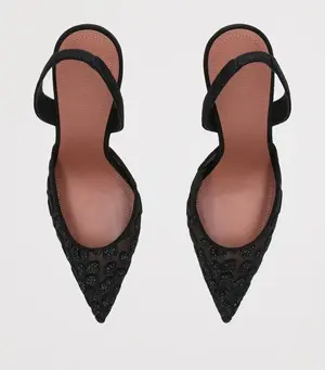 Amina Muaddi Mesh Holli Slingback Pumps 95